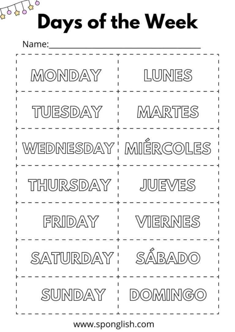 Los Días de la semana en Inglés y Español: Abreviaturas y más