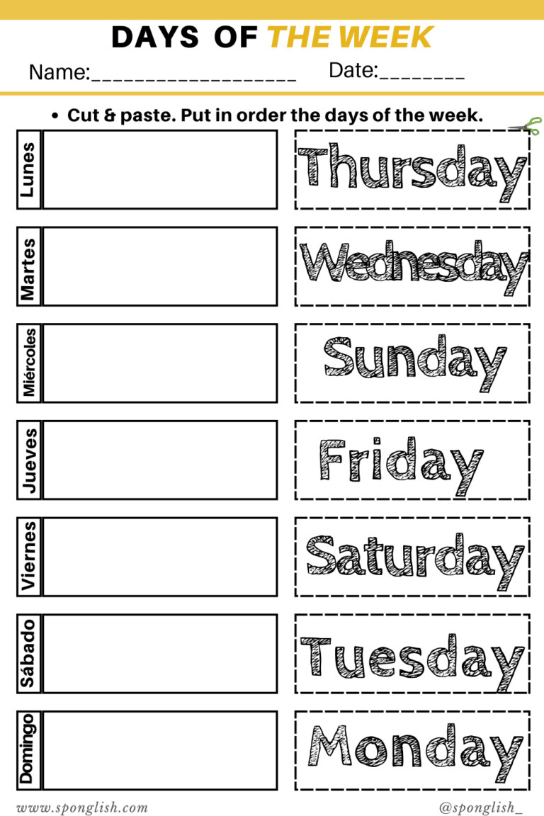 Los Días de la semana en Inglés y Español: Abreviaturas y más