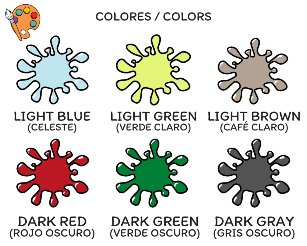 24 colores en inglés y español + ejercicios descargables