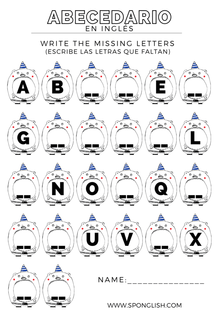 Las 26 letras del abecedario en inglés con dibujos