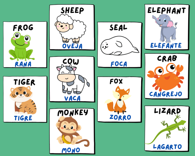 50 Nombres de Animales en inglés y español - ¡Apréndelos ya! 🦊